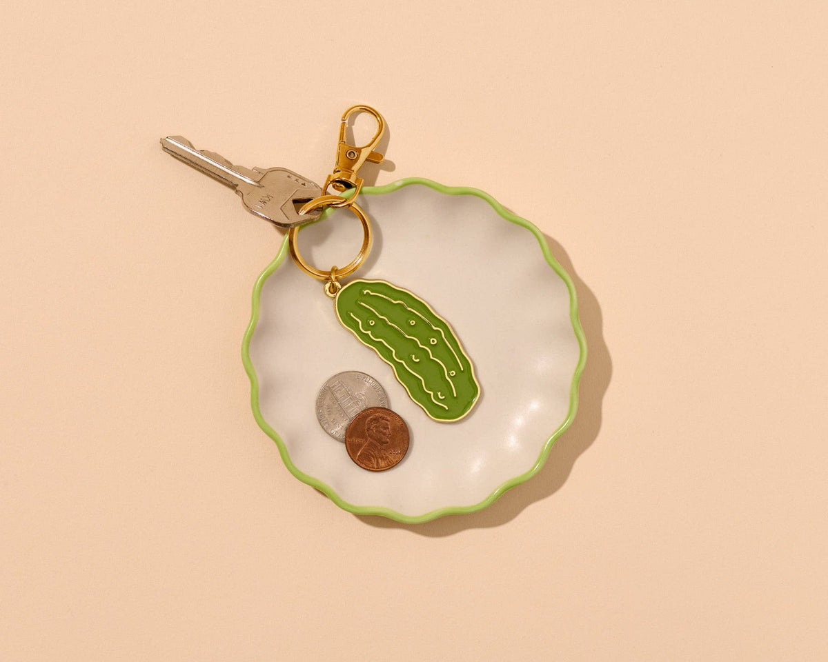 Pickle Enamel Keychain & Bag Charm – Pink Olive