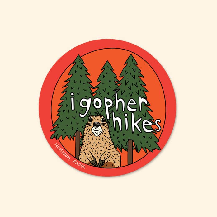 I Gopher Hikes Sticker – Pink Olive