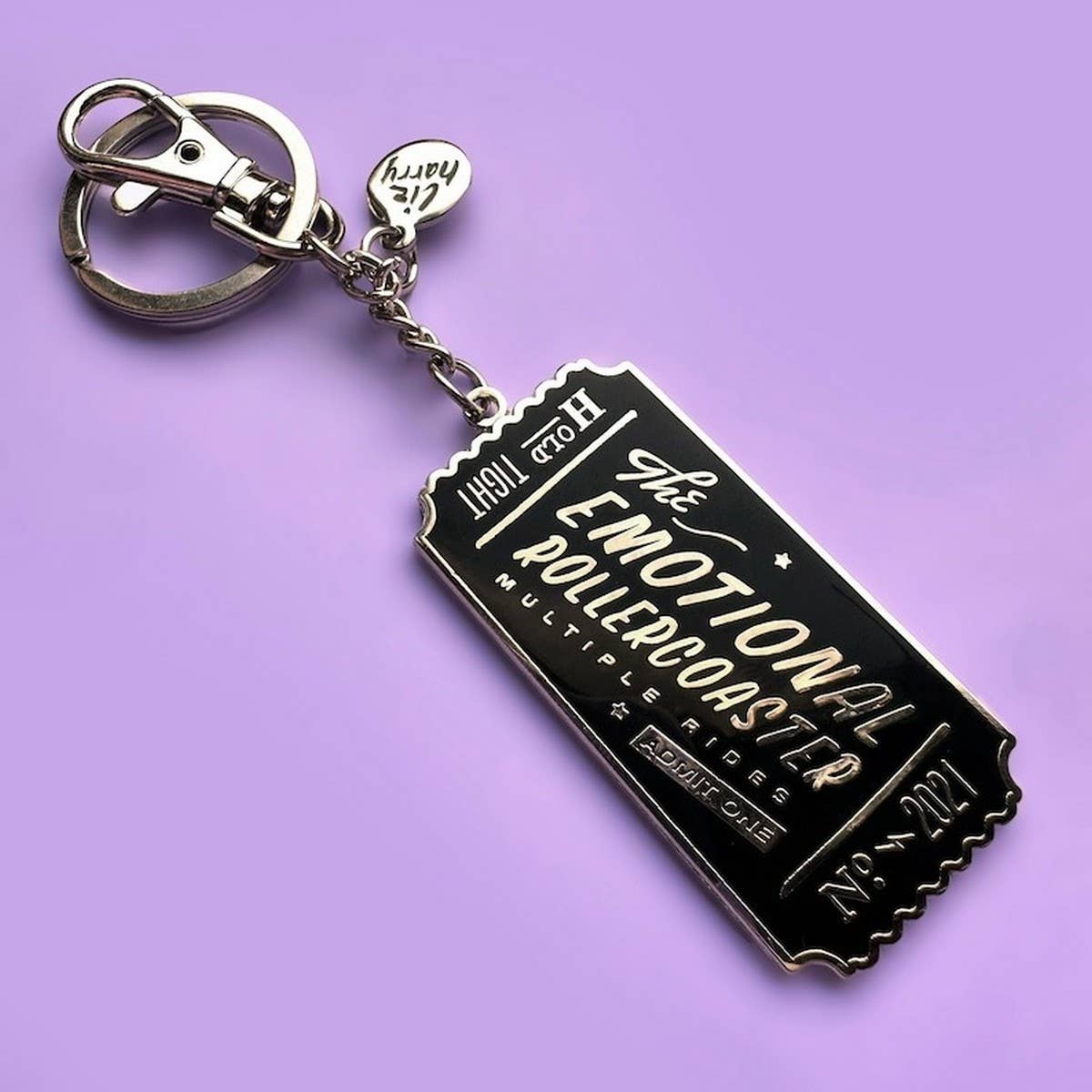 Mood Ticket Enamel Keychain – Pink Olive