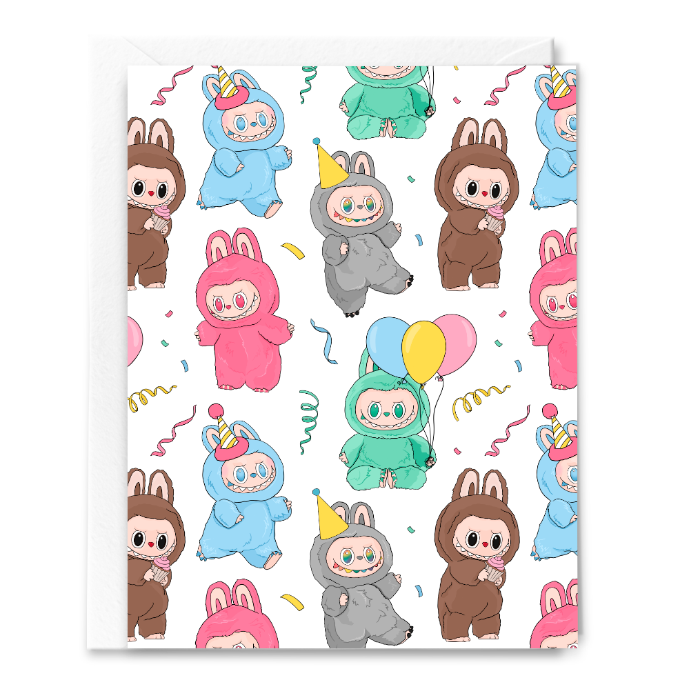 Big Into Party Energy Labubu Card – Pink Olive