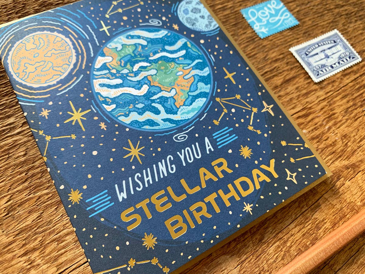 Stellar Birthday Card – Pink Olive