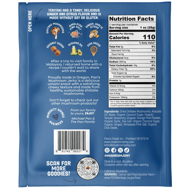 Pan's Mushroom Jerky - Teriyaki – Pink Olive