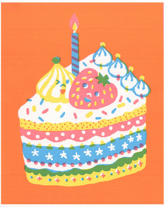 strawberry birthday cake screenprint – Pink Olive